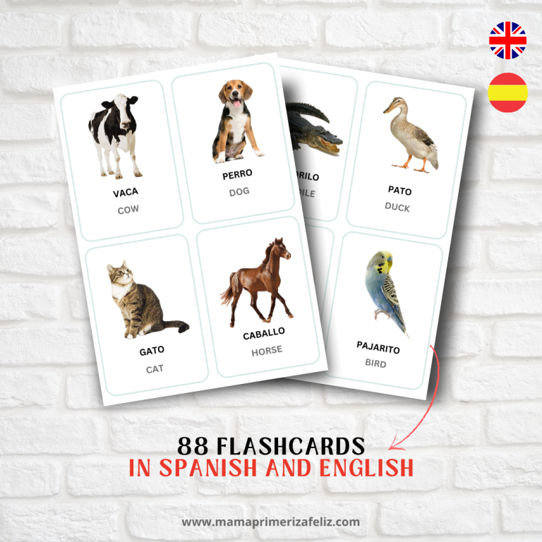 English to Spanish Animal Flashcards | Mama Primeriza Feliz