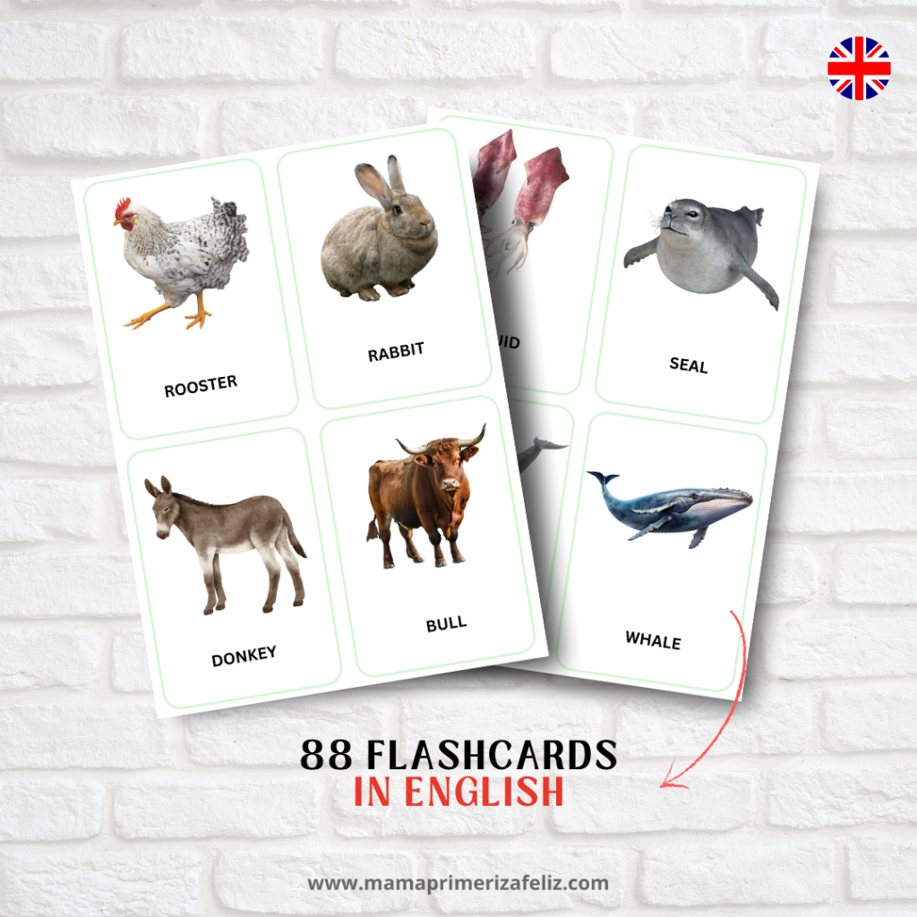 English to Spanish Animal Flashcards | Mama Primeriza Feliz