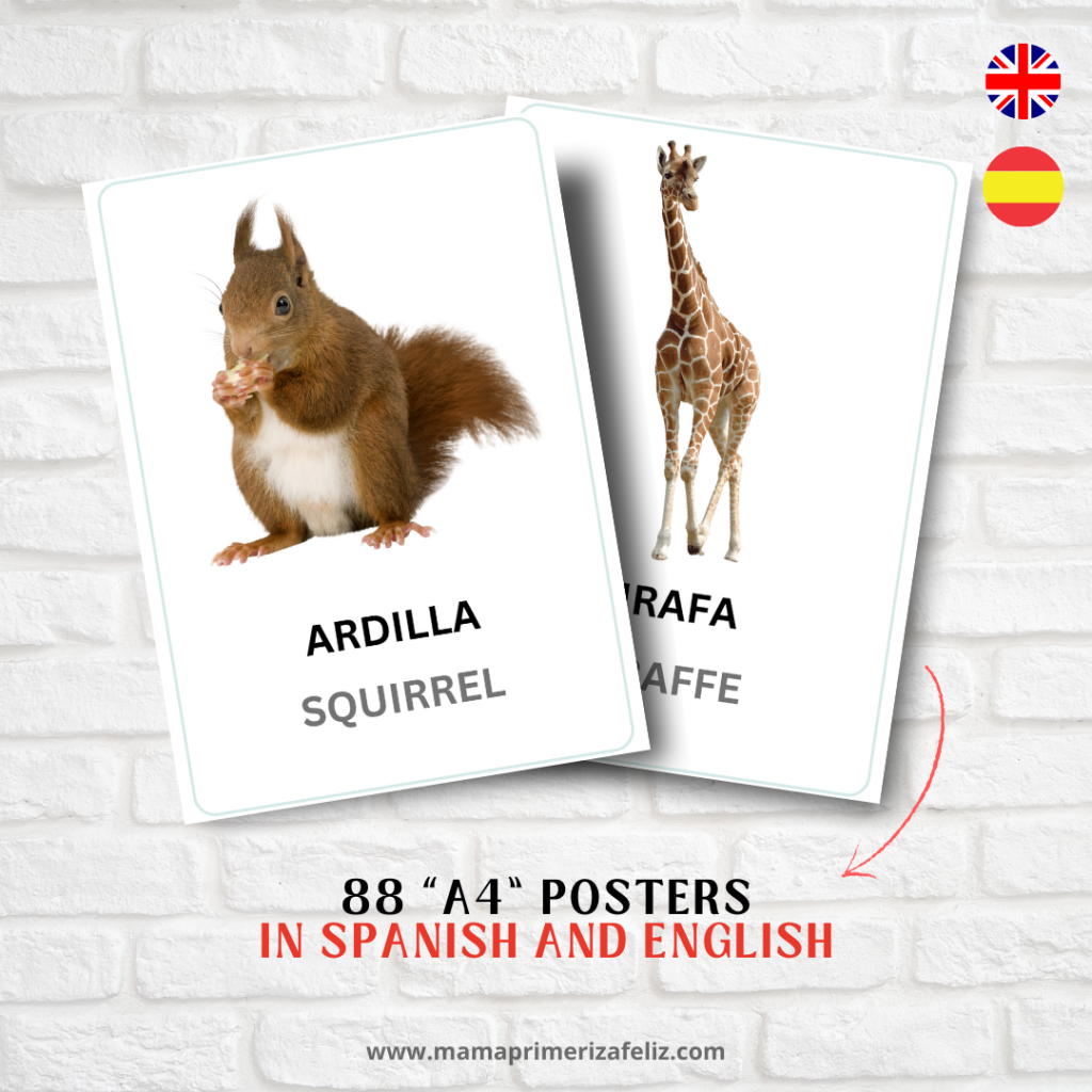 English to Spanish Animal Flashcards | Mama Primeriza Feliz