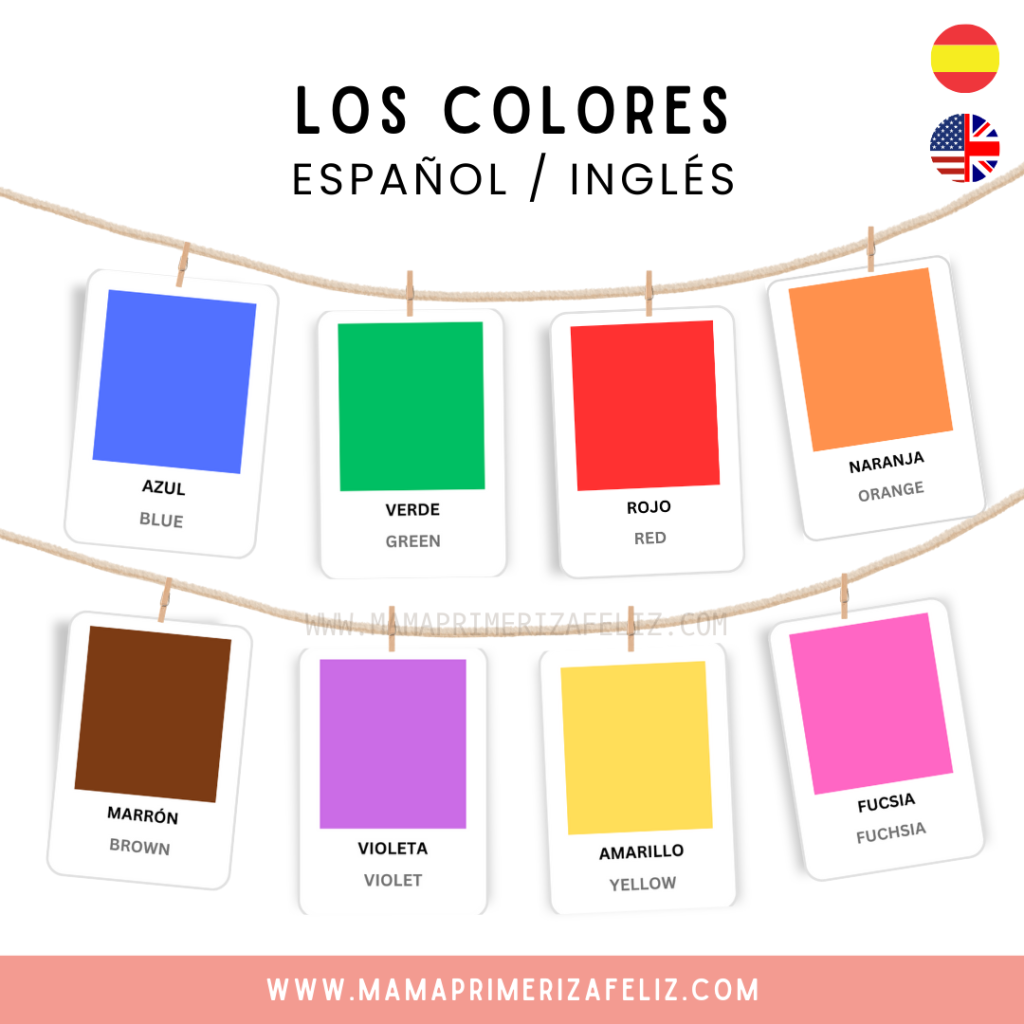 Bilingual Colors Flashcards Spanish/English - Mama Primeriza Feliz