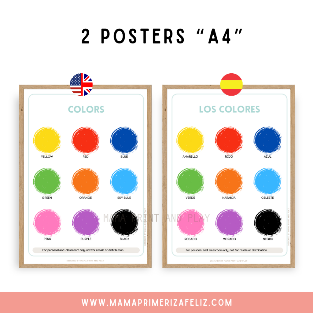Bilingual Colors Flashcards Spanish/English - Mama Primeriza Feliz
