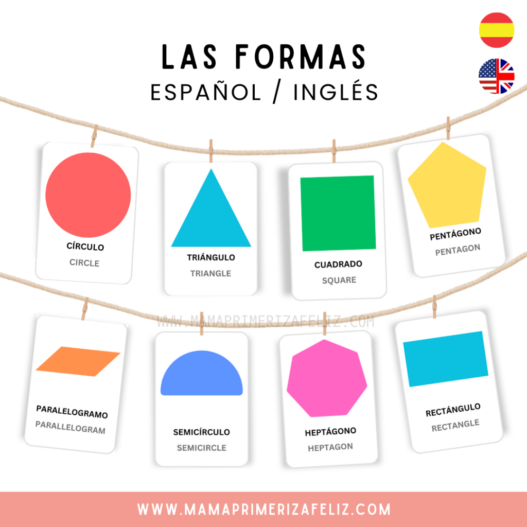 Shapes Flash Cards Bilingual - Mama Primeriza Feliz