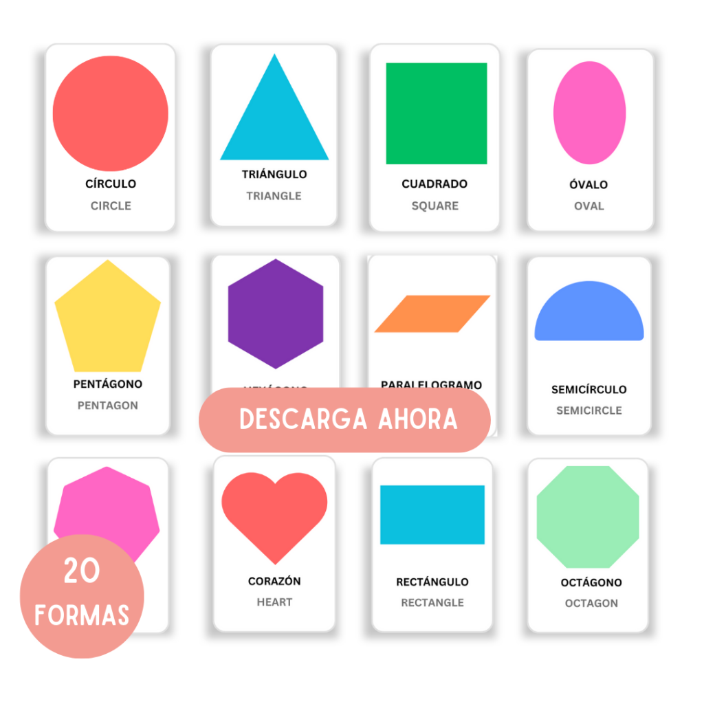 Shapes Flash Cards Bilingual - Mama Primeriza Feliz