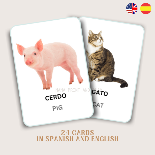 Animales de la granja Flashcards Bilingue Español / Inglés - Mama ...