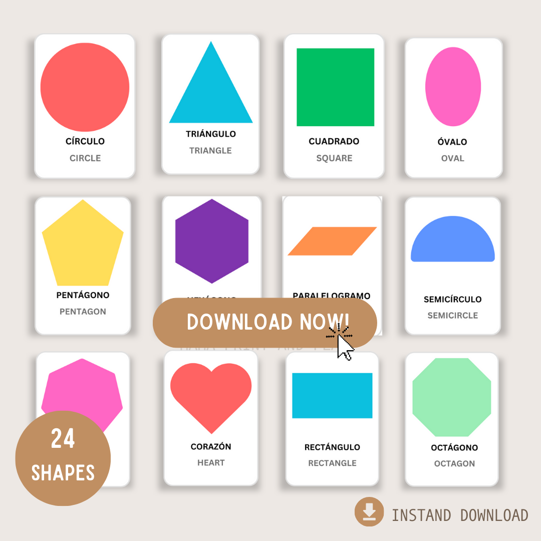 Shapes Flash Cards Bilingual - Mama Primeriza Feliz