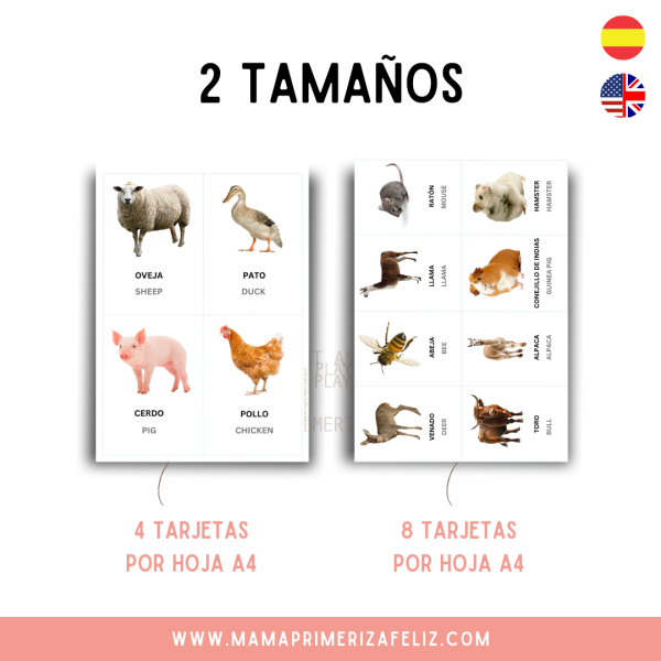Animales de la granja Flashcards Bilingue Español / Inglés - Mama ...