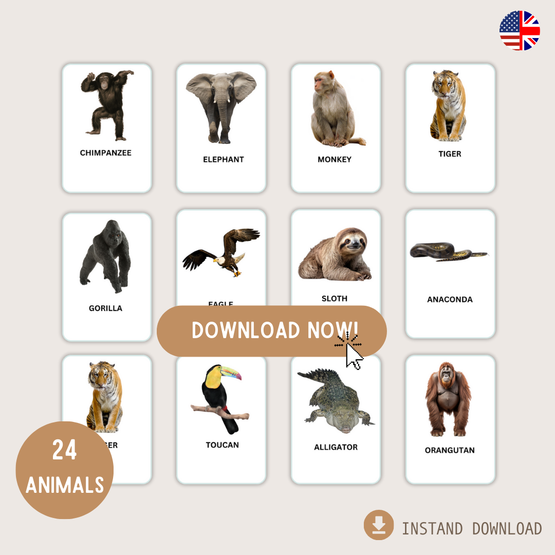 24 Animales de la selva en Inglés - Mama Primeriza Feliz