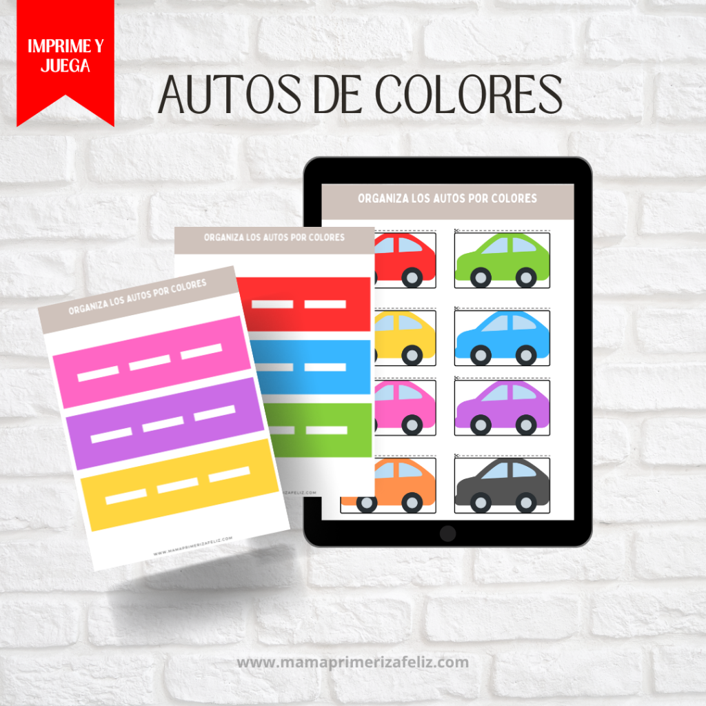 Organiza los autos por colores - Descarga gratis - Mama Primeriza Feliz